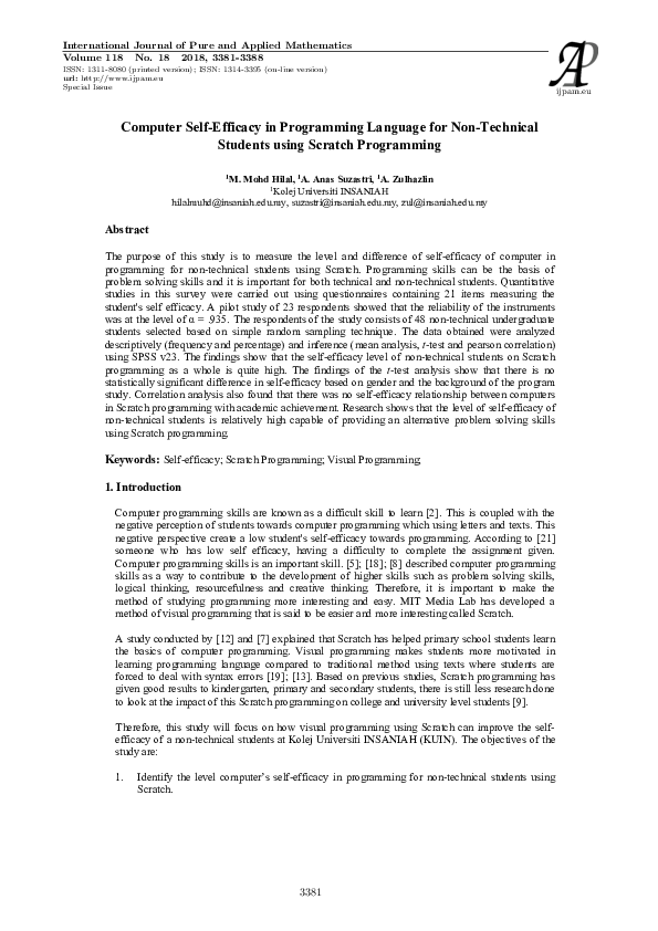 (PDF) Computer Self-Efficacy in Programming Language for Non-Technical ...