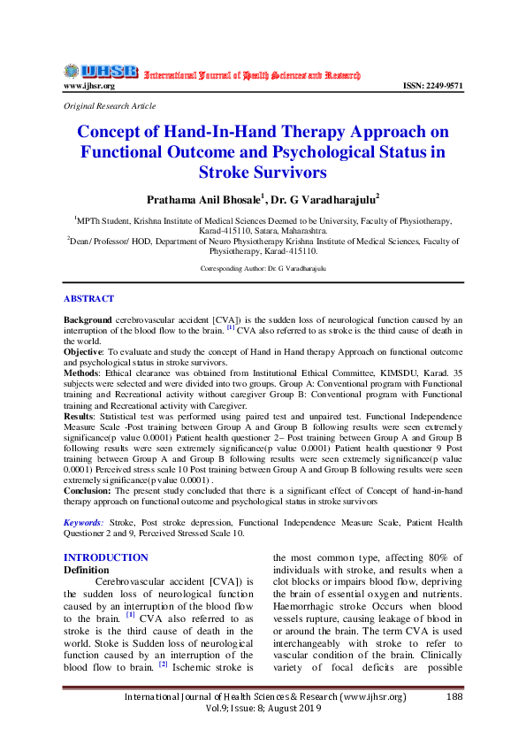 (PDF) Concept of Hand-In-Hand Therapy Approach on Functional Outcome ...