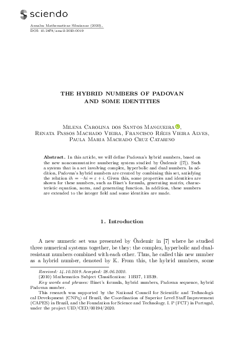 (PDF) THE HYBRID NUMBERS OF PADOVAN AND SOME IDENTITIES