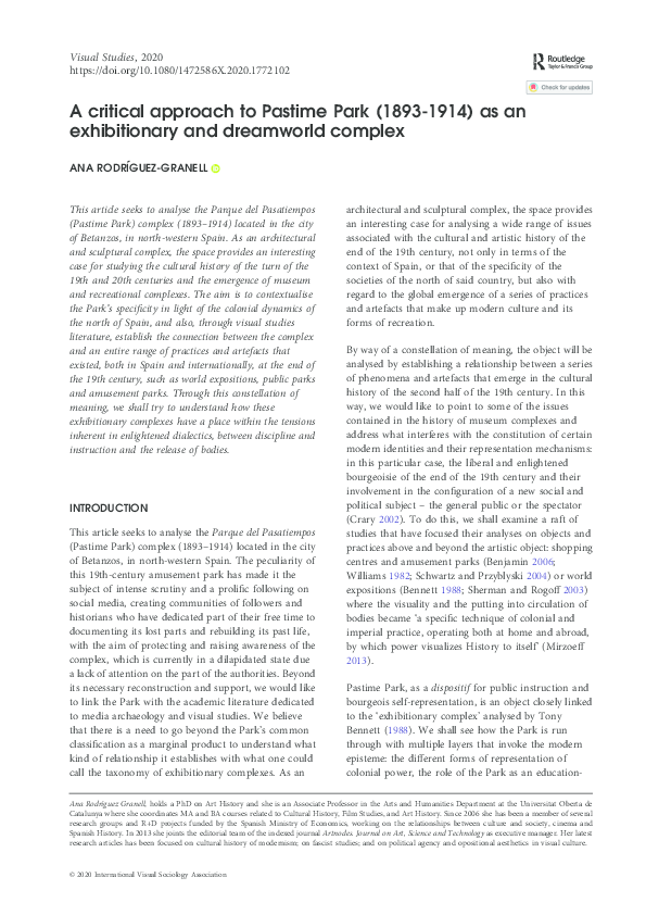 (PDF) A critical approach to Pastime Park (1893-1914) as an ...