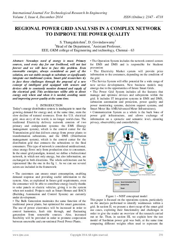 (PDF) REGIONAL POWER GRID ANALYSIS IN A COMPLEX NETWORK TO IMPROVE THE ...