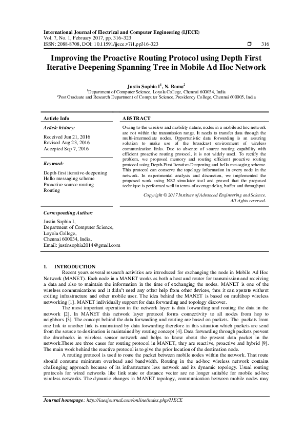 Pdf Improving The Proactive Routing Protocol Using Depth First