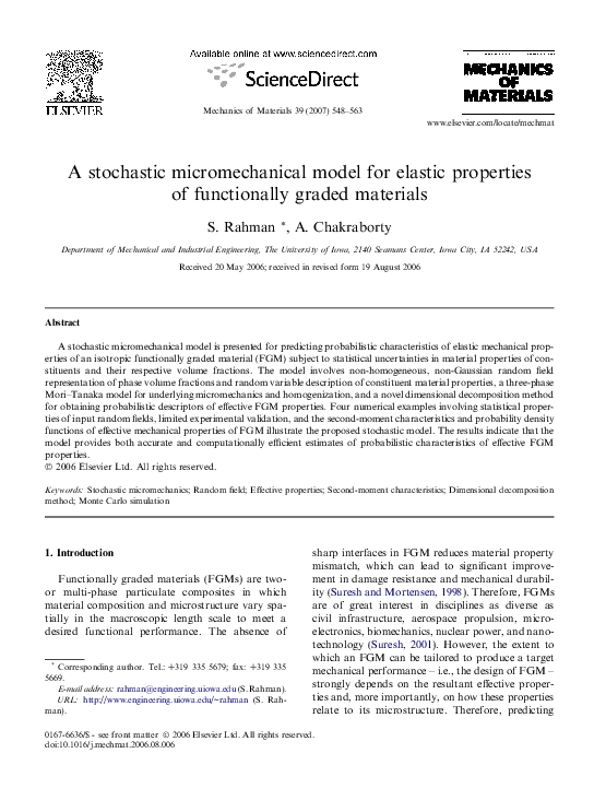 (PDF) A stochastic micromechanical model for elastic properties of functionally graded materials