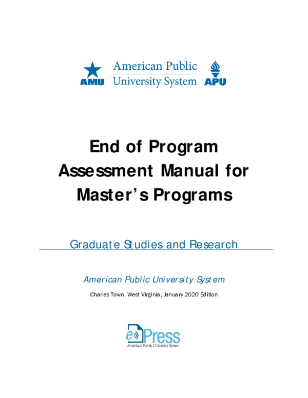 (PDF) End of Program Assessment Manual for Master's Programs