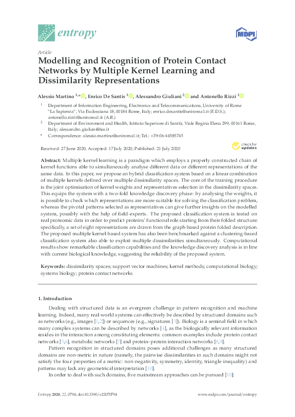 (PDF) Modelling and Recognition of Protein Contact Networks by Multiple Kernel Learning and ...