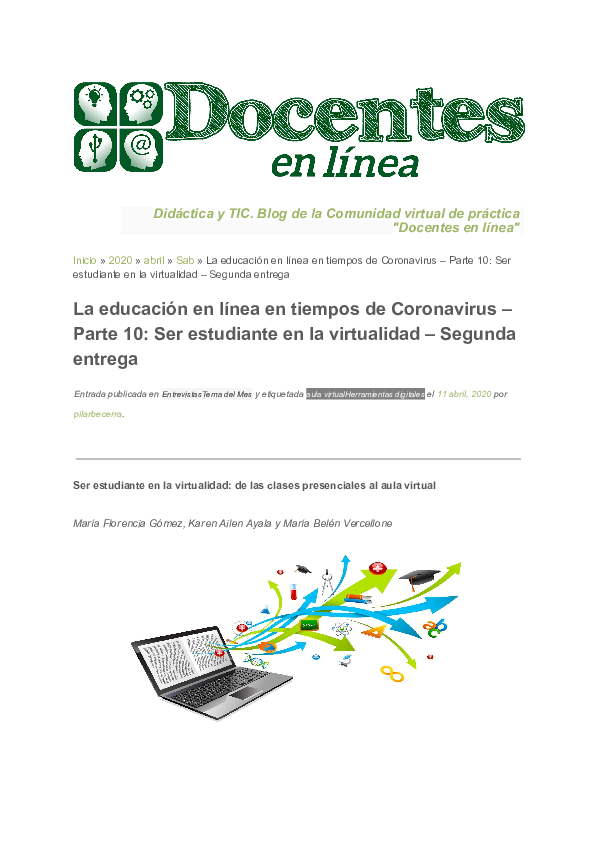 (PDF) La educación en línea en tiempos de Coronavirus – Parte 10: Ser ...