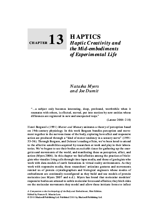 (PDF) Haptic Creativity and the Mid-embodiments of Experimental Life ...