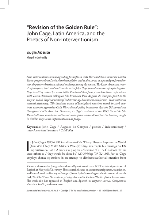 (PDF) 'Revision of the Golden Rule': John Cage, Latin America, and the ...