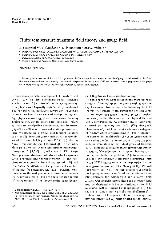 Pdf Finite Temperature Quantum Field Theory And Gauge Field