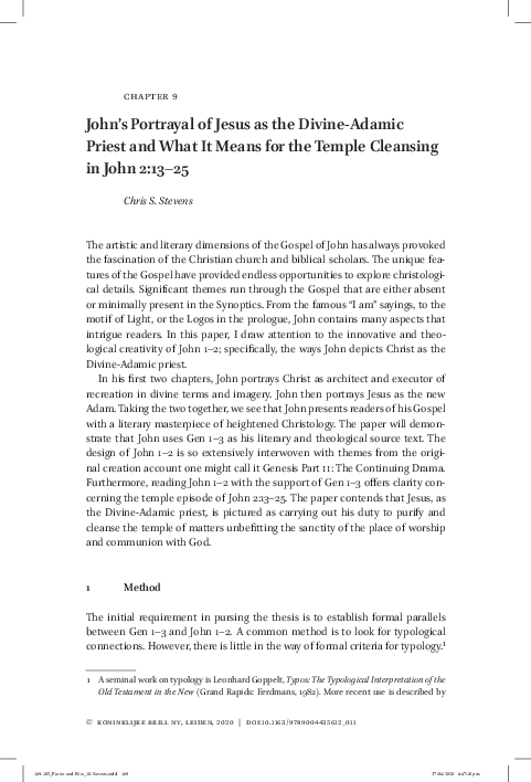 (PDF) John's Portrayal of Jesus as the Divine-Adamic Priest and What It ...
