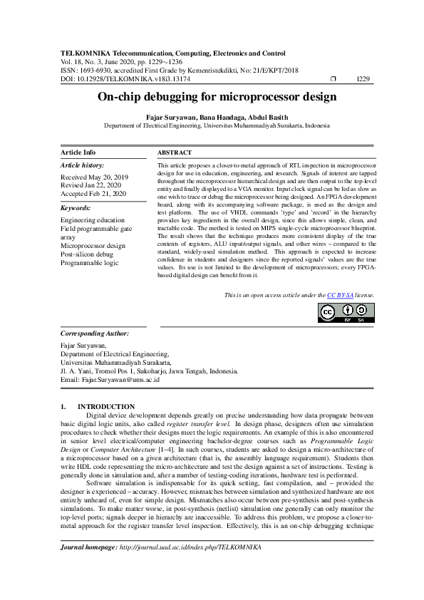 Pdf On Chip Debugging For Microprocessor Design