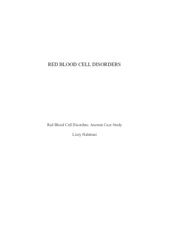 (PDF) Red Blood Cell Disorders: Anemia Case Study