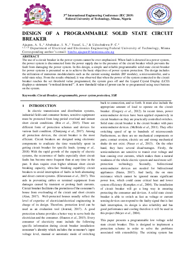 Pdf Design Of A Programmable Solid State Circuit Breaker