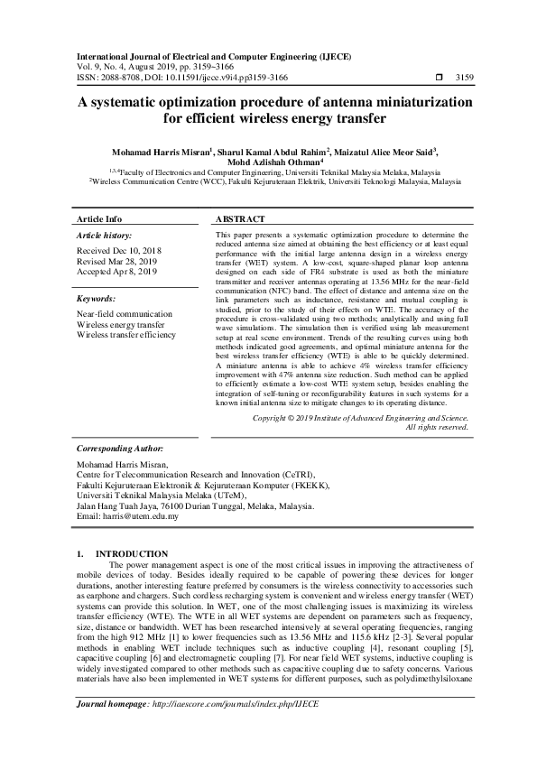 Pdf A Systematic Optimization Procedure Of Antenna Miniaturization