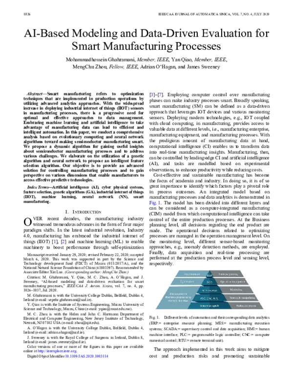(PDF) AI-Based Modeling and Data-Driven Evaluation for Smart Manufacturing Processes