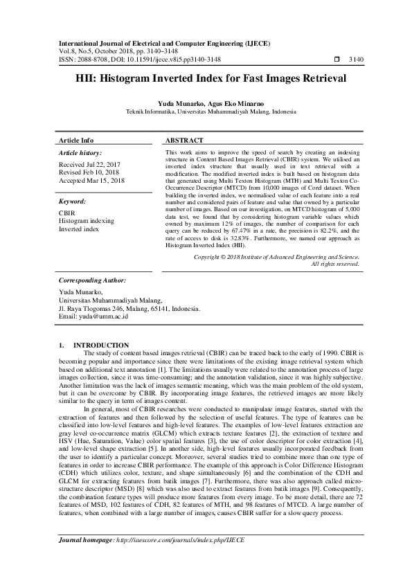 (PDF) HII: Histogram Inverted Index for Fast Images Retrieval