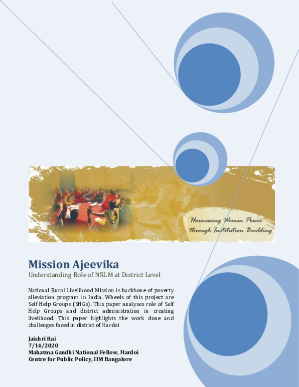 (PDF) Mission Ajeevika, Understanding Role of NRLM at District Level ...