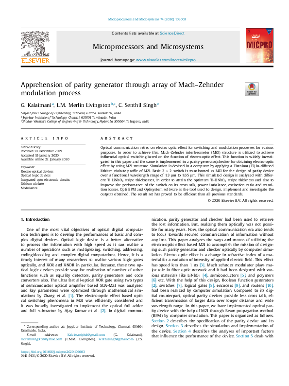 (PDF) Apprehension of parity generator through array of Mach-Zehnder ...