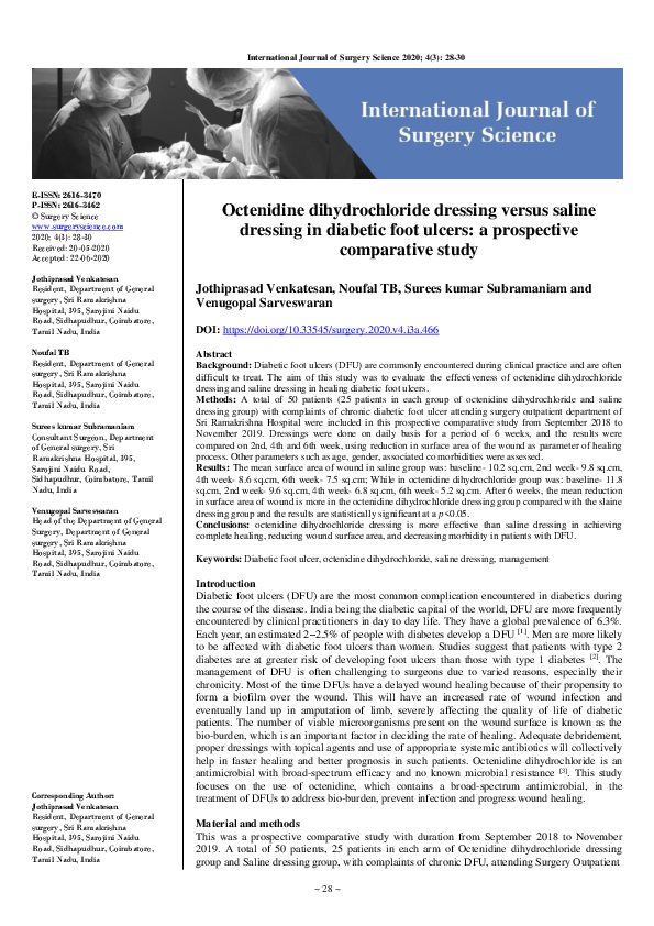 (PDF) Octenidine dihydrochloride dressing versus saline dressing in ...