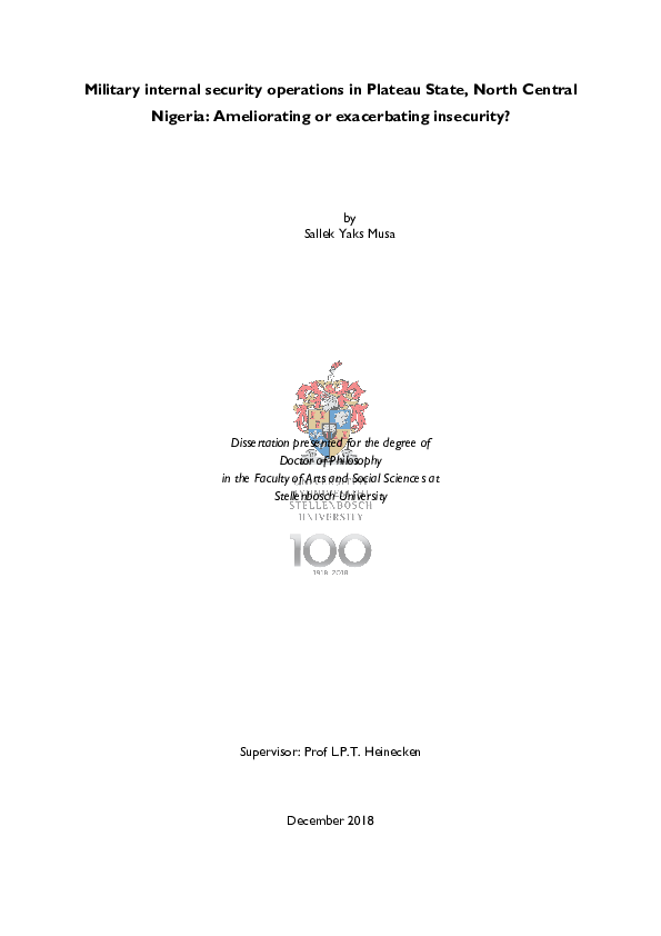 (PDF) Military internal security operations in Plateau State, North ...