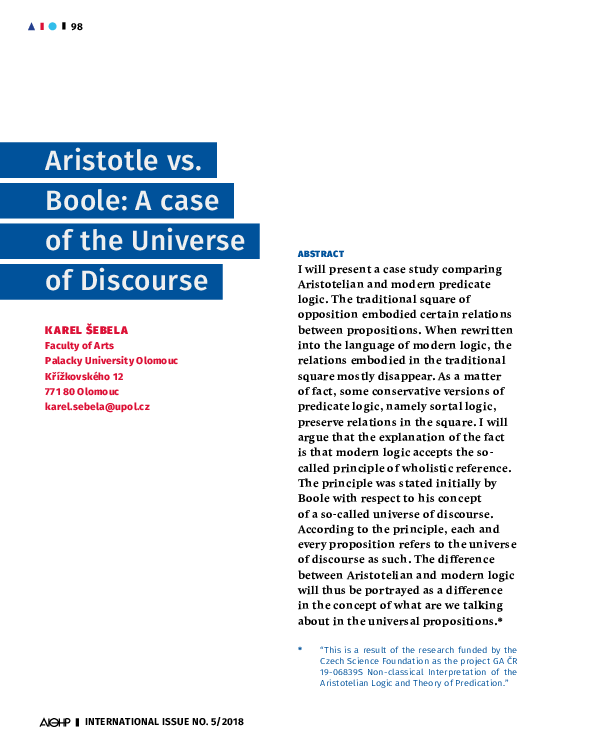(PDF) Aristotle vs. Boole: A case of the Universe of Discourse