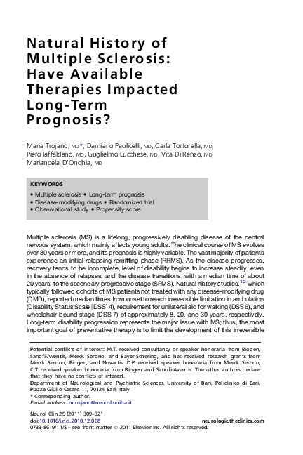 (PDF) Natural History of Multiple Sclerosis: Have Available Therapies ...