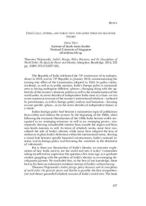 (PDF) India's self, others, world view explained through discourse ...