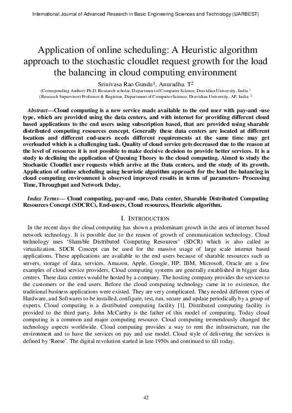 Application Of Online Scheduling A Heuristic Algorithm Approach To The