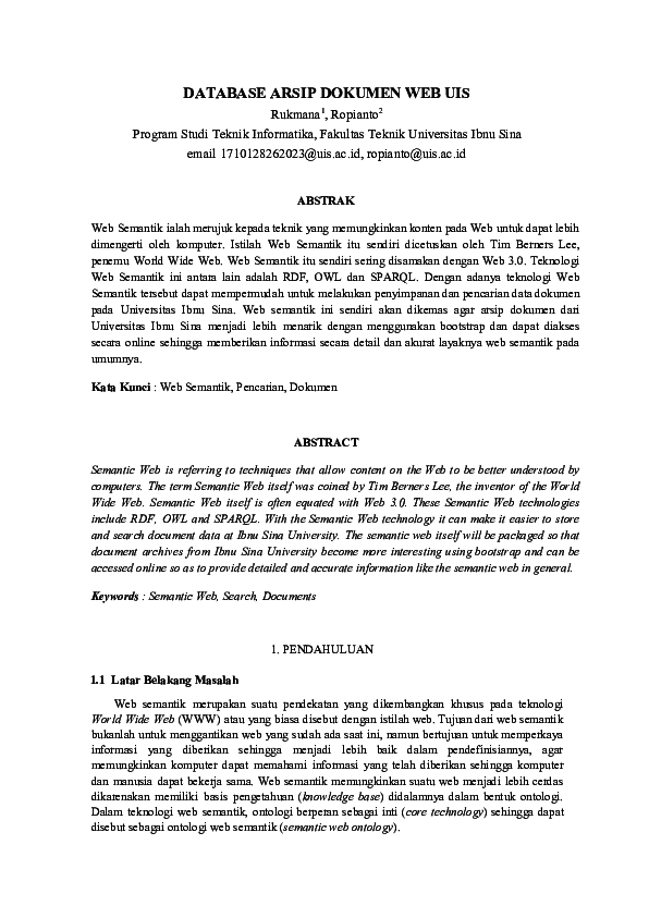 (PDF) DATABASE ARSIP DOKUMEN WEB UIS
