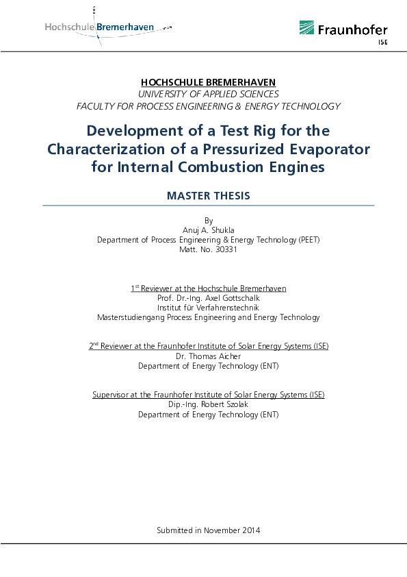 (PDF) Development of a Test Rig for the Characterization of a ...