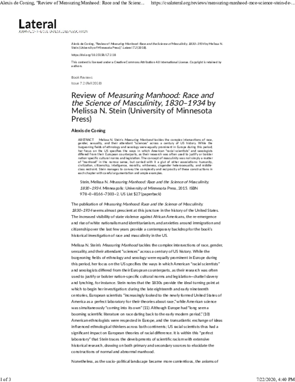 (PDF) Review of Measuring Manhood: Race and the Science of Masculinity ...