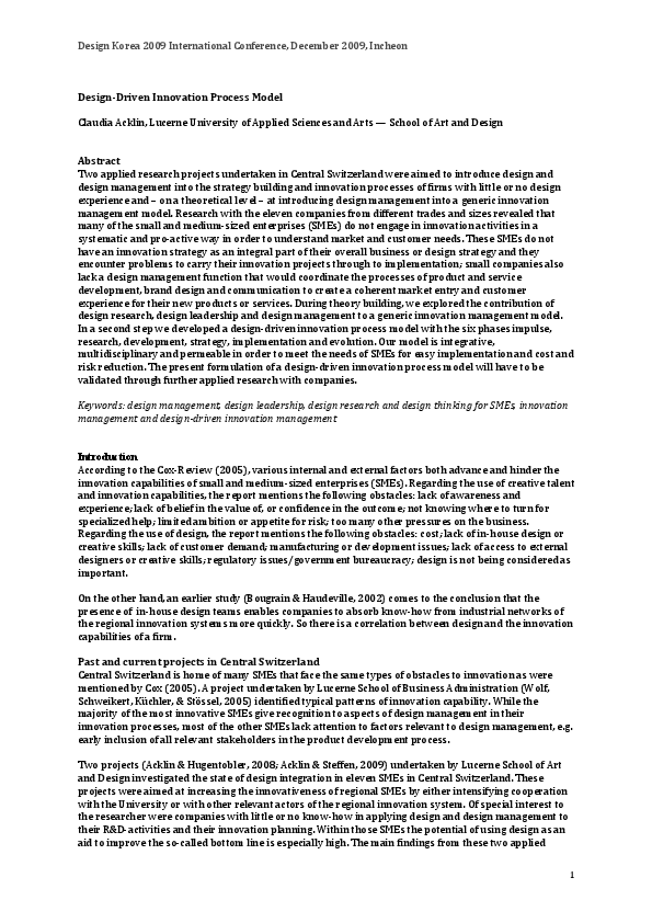 (PDF) Design-Driven Innovation Process Model