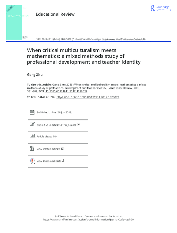 (PDF) When critical multiculturalism meets mathematics a mixed methods ...