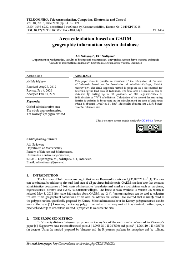 Pdf Area Calculation Based On Gadm Geographic Information System Database