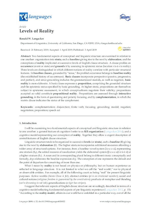 (PDF) Levels of Reality