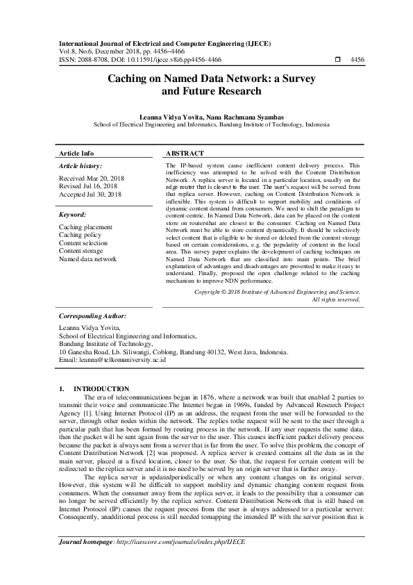 Pdf Caching On Named Data Network A Survey And Future Research Keyword Caching Placement