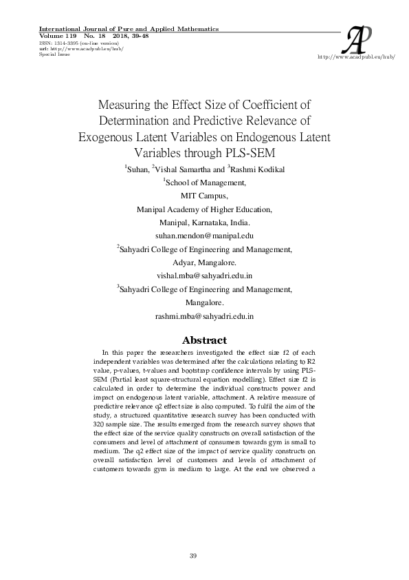 (PDF) Measuring the Effect Size of Coefficient of Determination and ...