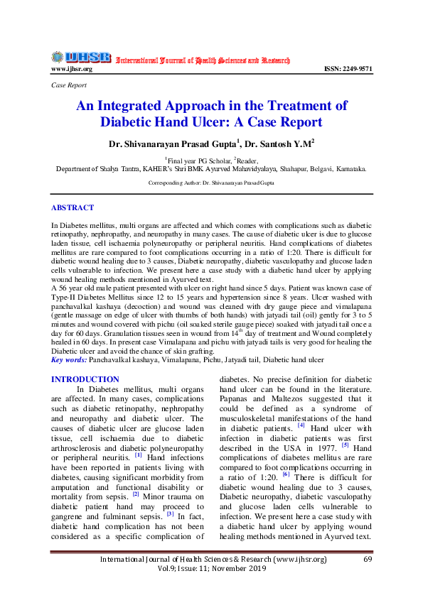 (PDF) An Integrated Approach in the Treatment of Diabetic Hand Ulcer: A ...