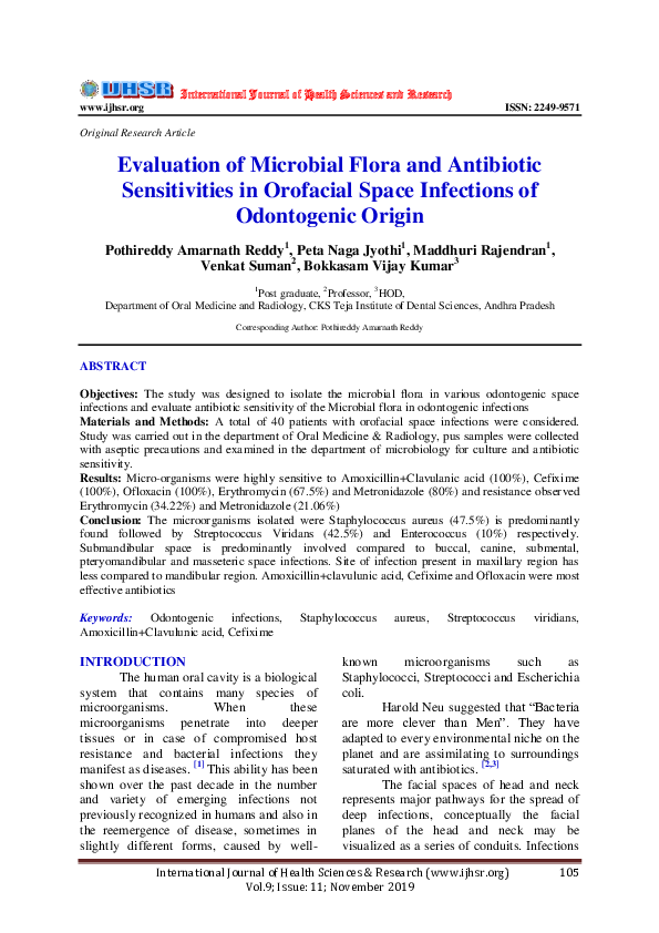(PDF) Evaluation of Microbial Flora and Antibiotic Sensitivities in ...