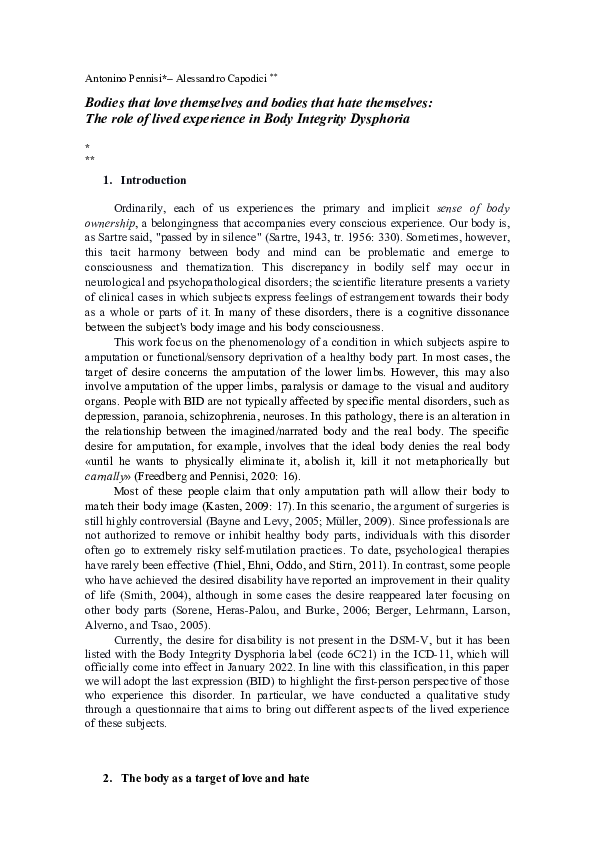 (DOC) Bodies that love themselves and bodies that hate themselves: The ...