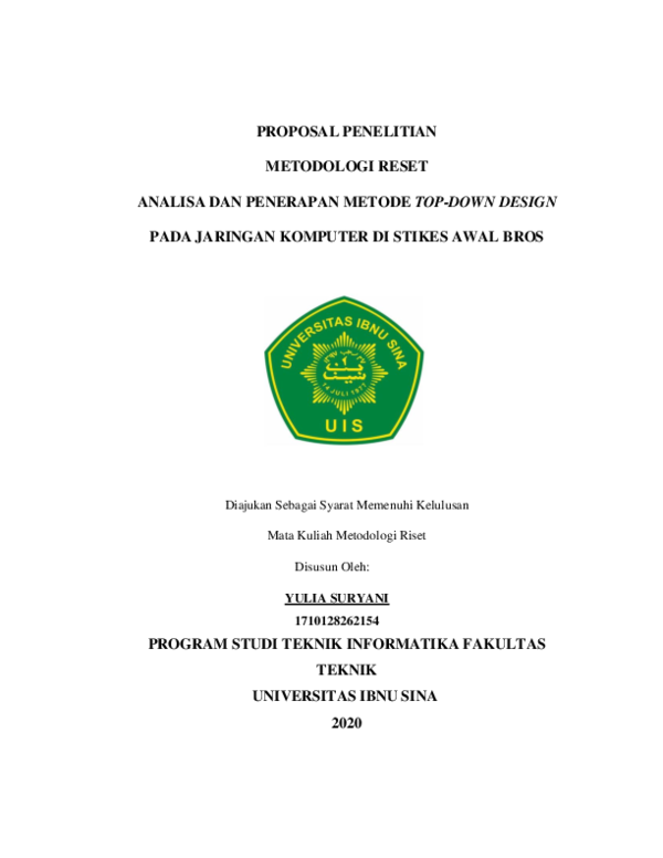 (PDF) PROPOSAL PENELITIAN METODOLOGI RESET ANALISA DAN PENERAPAN METODE TOP-DOWN DESIGN PADA ...