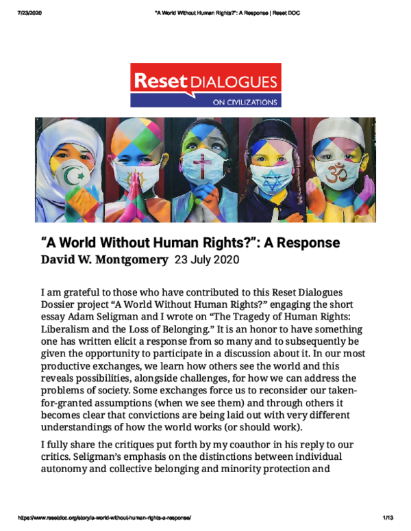 (PDF) "A World Without Human Rights?”: A Response