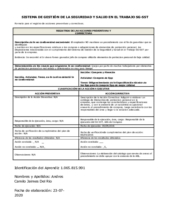 (DOC) SISTEMA DE GESTIÓN DE LA SEGURIDAD Y SALUD EN EL TRABAJO SG-SST | Andres Jaimes - Academia.edu