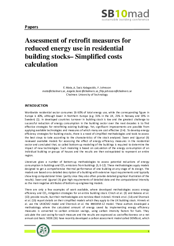 (PDF) Assessment of retrofit measures for reduced energy use in ...