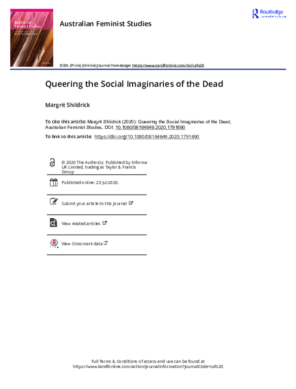(PDF) Queering the Social Imaginaries of the Dead