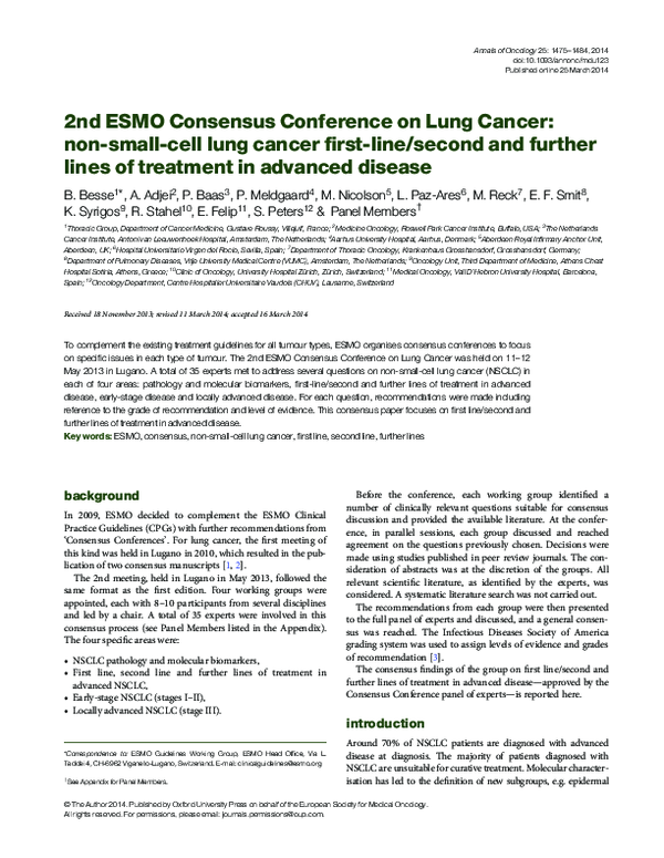 (PDF) 2nd ESMO Consensus Conference on Lung Cancer: non-small-cell lung ...