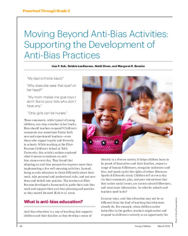 (PDF) Moving beyond anti-bias activities: Supporting the development of ...