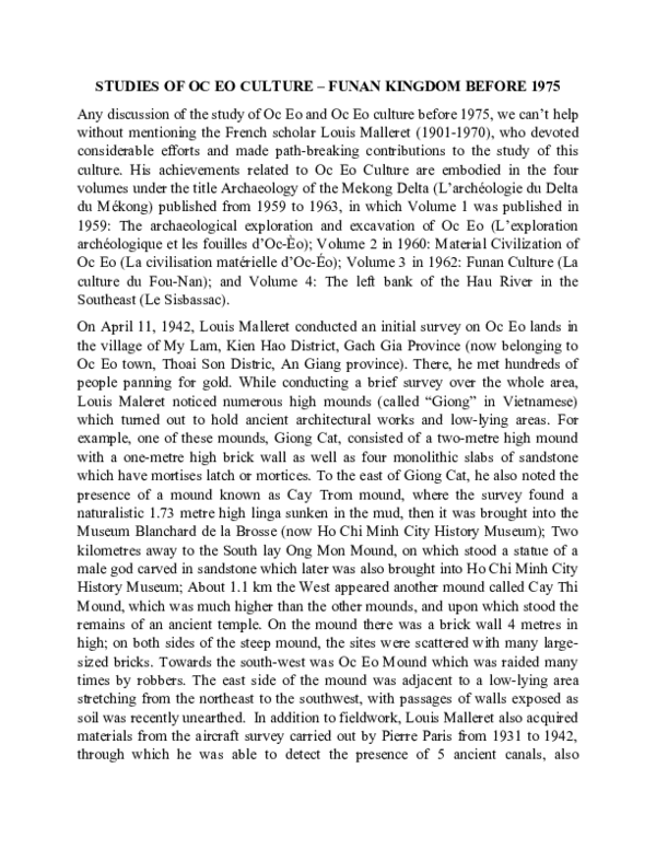 (DOC) STUDIES OF OC EO CULTURE -FUNAN KINGDOM BEFORE 1975