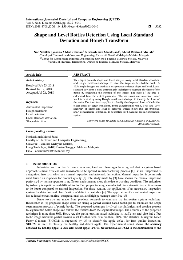 Pdf Shape And Level Bottles Detection Using Local Standard Deviation