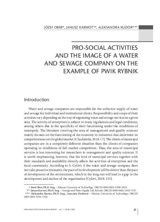 (PDF) Pro-social activities and the image of a water and sewage company ...